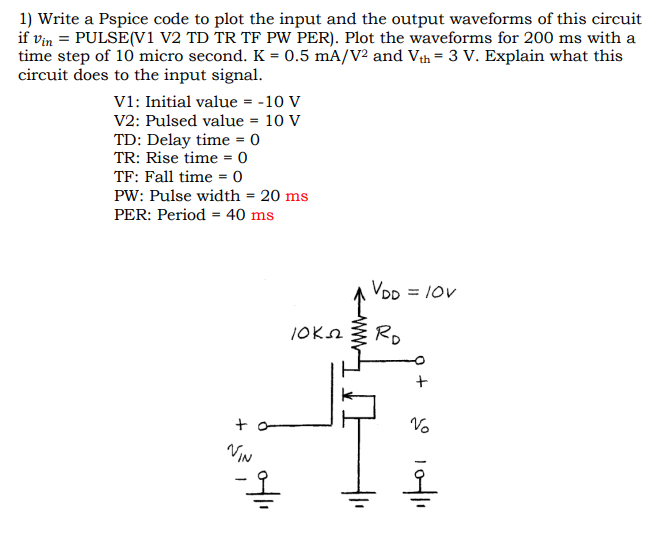 Solved Write A Pspice Code To Plot The Input And The Output 2392