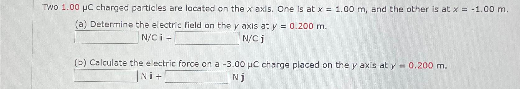 Solved Two 1.00μC ﻿charged particles are located on the x | Chegg.com