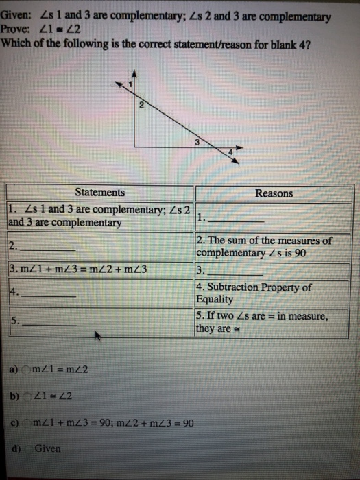 Solved Given: Zs 1 and 3 are complementary, 2s 2 and 3 are | Chegg.com