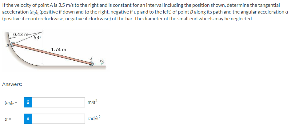 Solved ASAP PLEASE. If the velocity of point A ﻿is 3.5ms ﻿to | Chegg.com