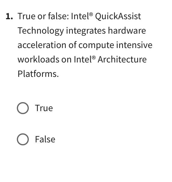 Solved True Or False Intel ® Quickassist Technology 9896