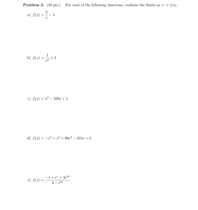 Solved Problem 3. (10 pts.) For each of the following | Chegg.com