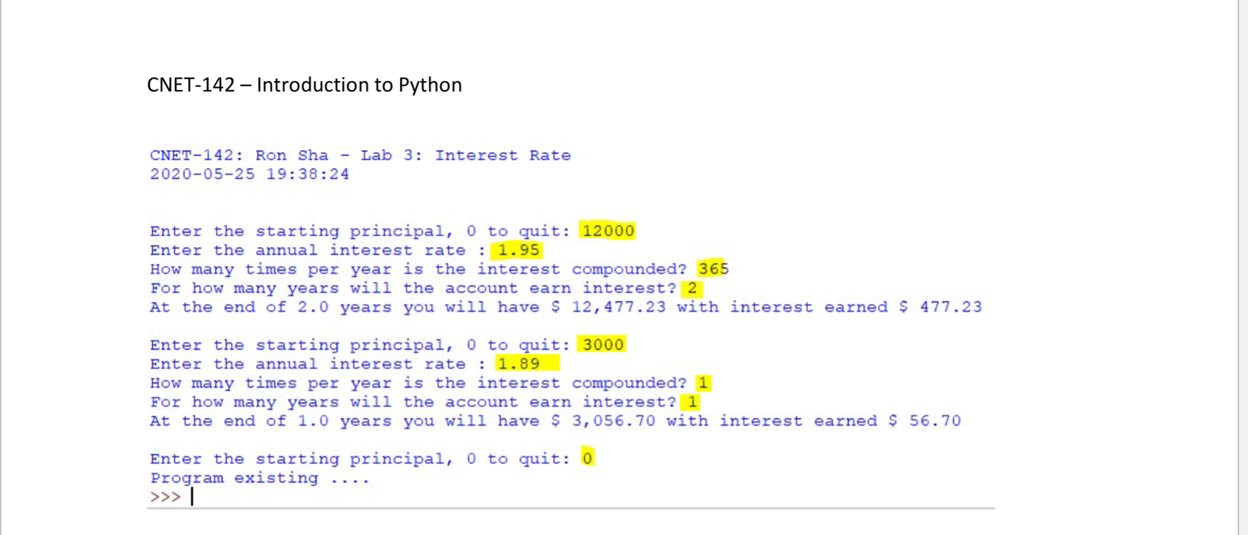 Solved Lab3: Interest calculator - ﻿CNET-142For this lab, | Chegg.com