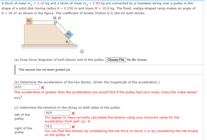 Solved A block of mass m_(1)=2.10kg and a block of mass | Chegg.com