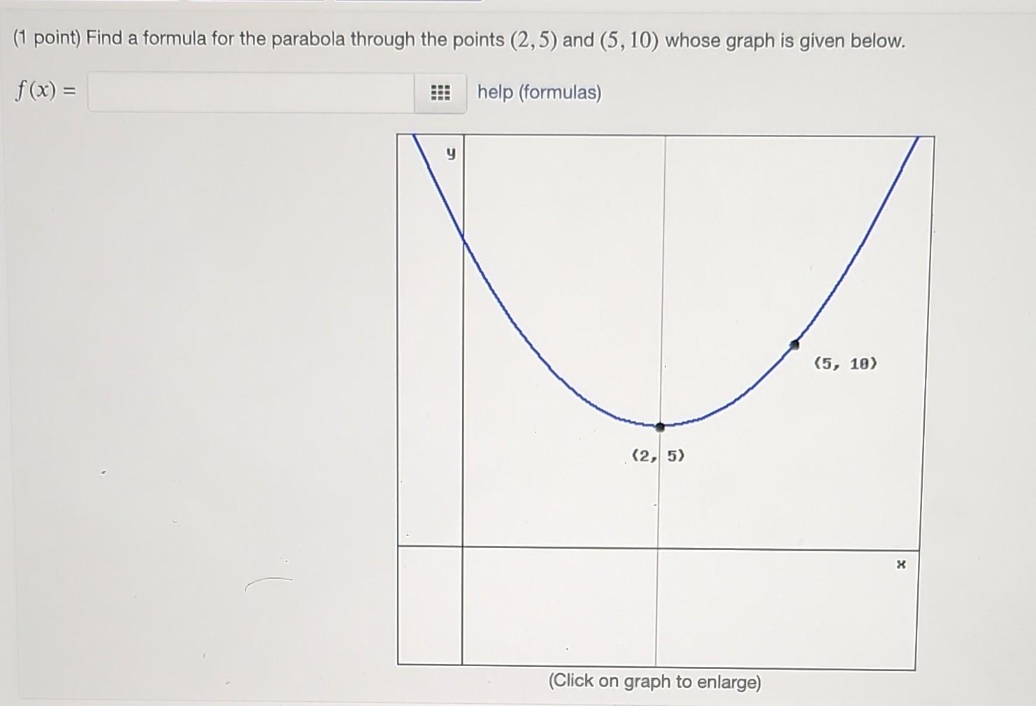 Solved Find a formula for the parabola through the points | Chegg.com