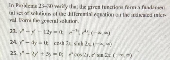 Solved In Problems 23-30 verify that the given functions | Chegg.com
