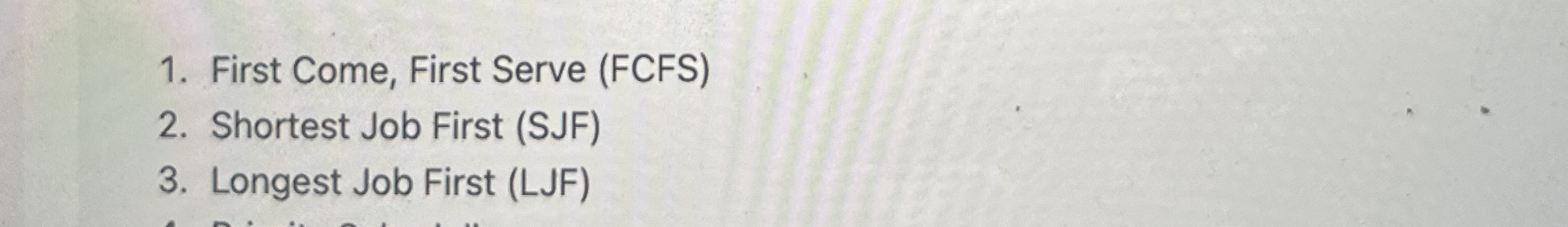 Solved Implement and execute these different scheduling | Chegg.com
