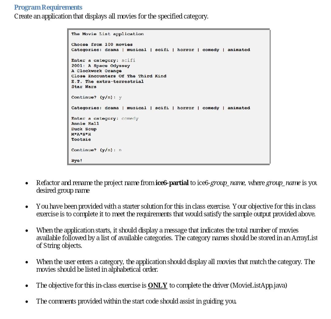 Solved Program Requirements Create an application that | Chegg.com