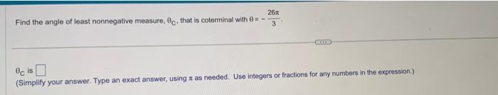 Solved Find the angle of least nonnegative measure, θC, that | Chegg.com