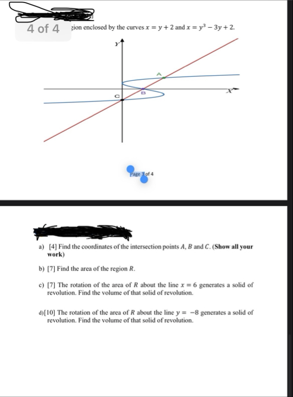 4 ﻿of 4zion enclosed by the curves x=y 2 ﻿and | Chegg.com