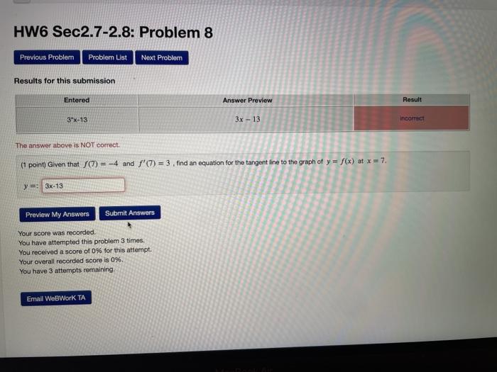 Solved HW6 Sec2.7-2.8: Problem 8 Previous Problem Problem | Chegg.com