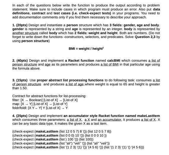 Solved Using DrRacket only | Chegg.com