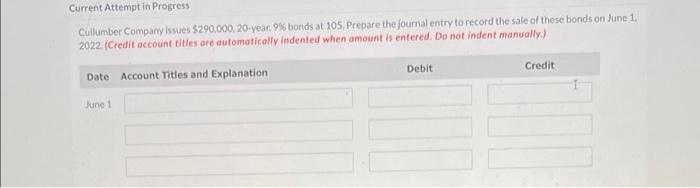 Solved Current Attempt in Progress Cullumber Company issues | Chegg.com