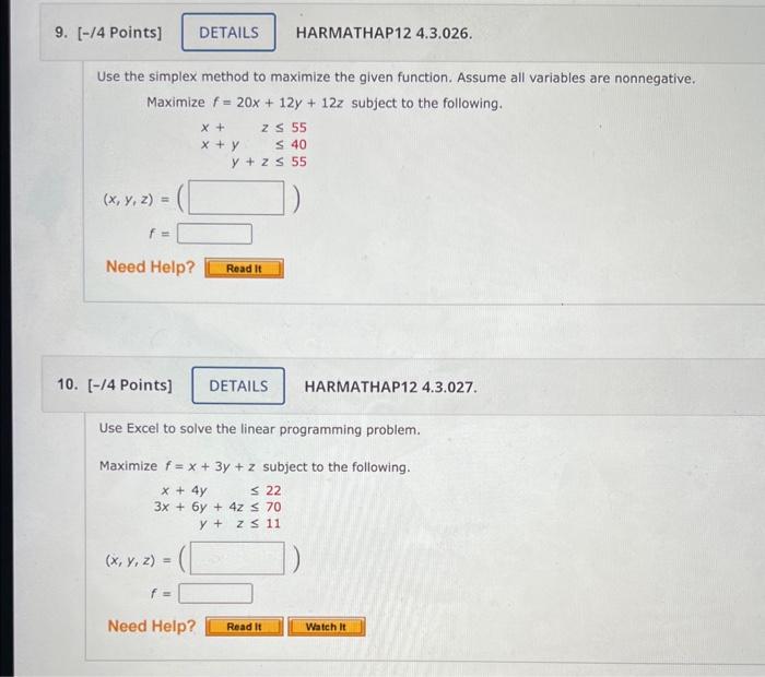 Solved Use the simplex method to maximize the given | Chegg.com