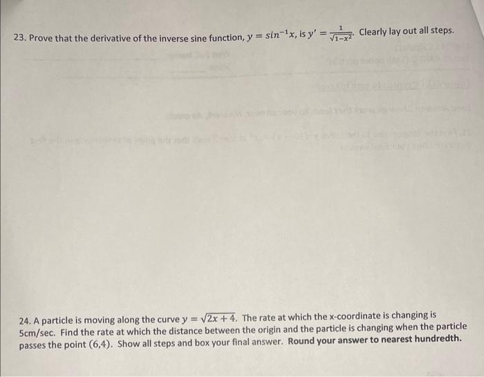 Solved 23. Prove that the derivative of the inverse sine | Chegg.com