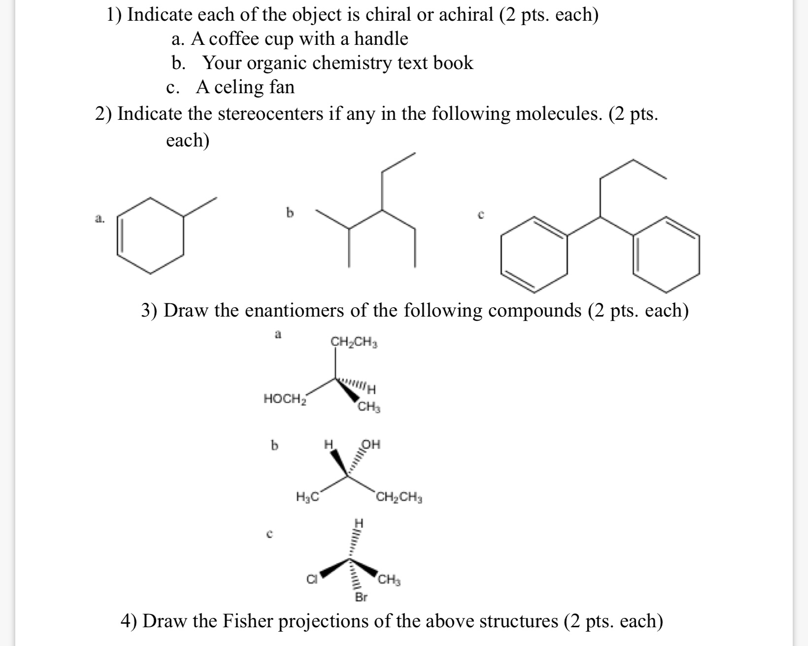 Solved Indicate each of the object is chiral or achiral ( 2 | Chegg.com