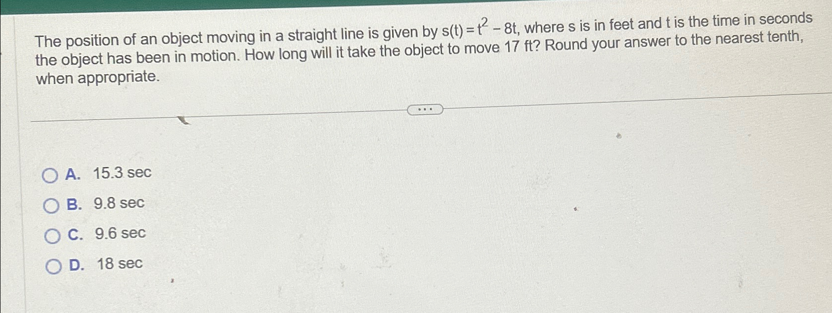 Solved The position of an object moving in a straight line | Chegg.com