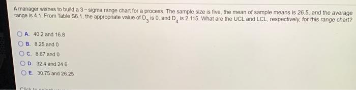 Solved A manager wishes to build a 3 - sigma range chart for | Chegg.com