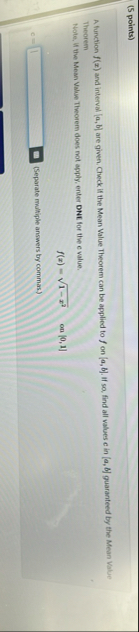 Solved (5 ﻿points)A function f(x) ﻿and interval a,b ﻿are | Chegg.com