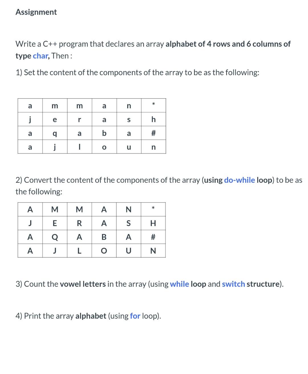 Solved Assignment Write a C++ program that declares an array | Chegg.com