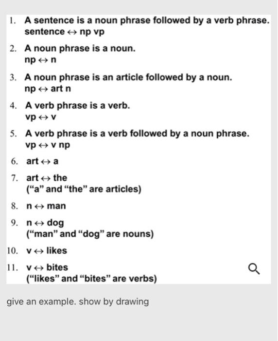 is a noun phrase followed by a verb phrase. np vp 1. | Chegg.com