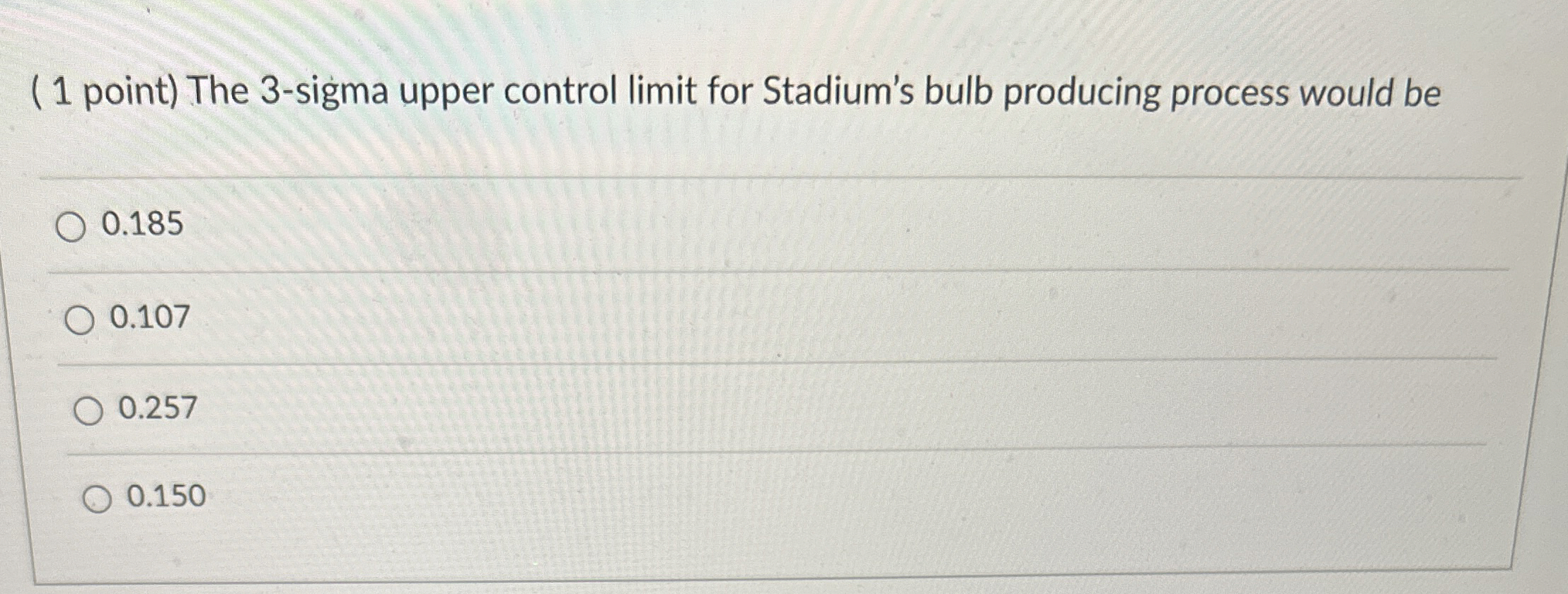 Solved ( 1 ﻿point) ﻿The 3-sigma upper control limit for | Chegg.com