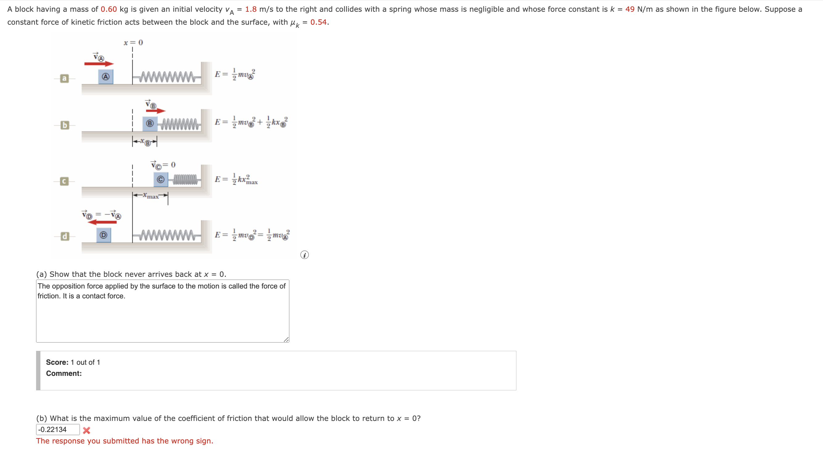 Solved constant force of kinetic friction acts between the | Chegg.com