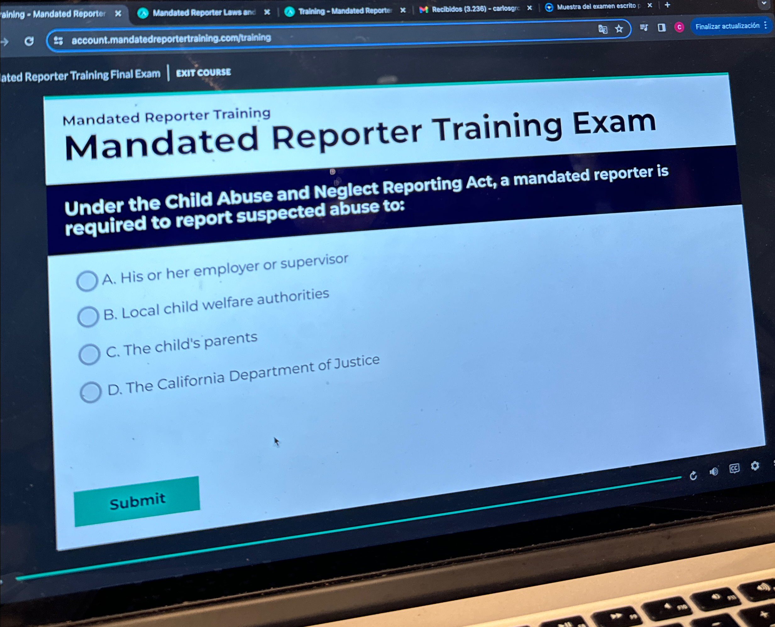 Solved alning - ﻿Mandated ReporterMandated Reporter Laws | Chegg.com