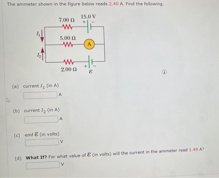Solved The ammeter shown in the figure below reads 2.40 A. | Chegg.com