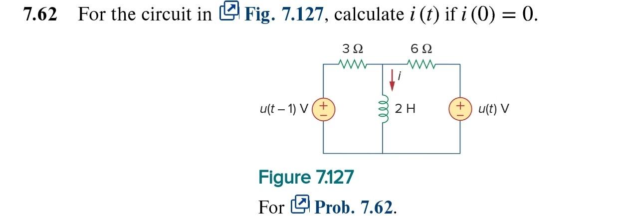 Solved 7.62 For the circuit in Fig. 7.127, calculate i(t) | Chegg.com