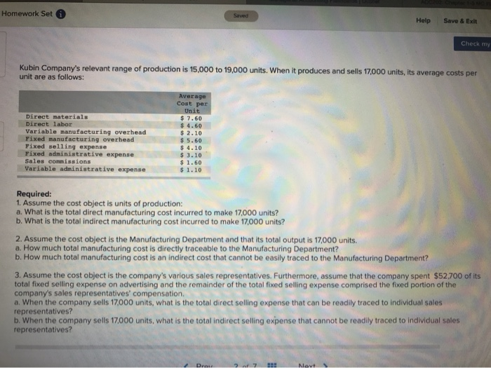 Solved Homework Set Saved Help Save & Exit Check my Kubin | Chegg.com