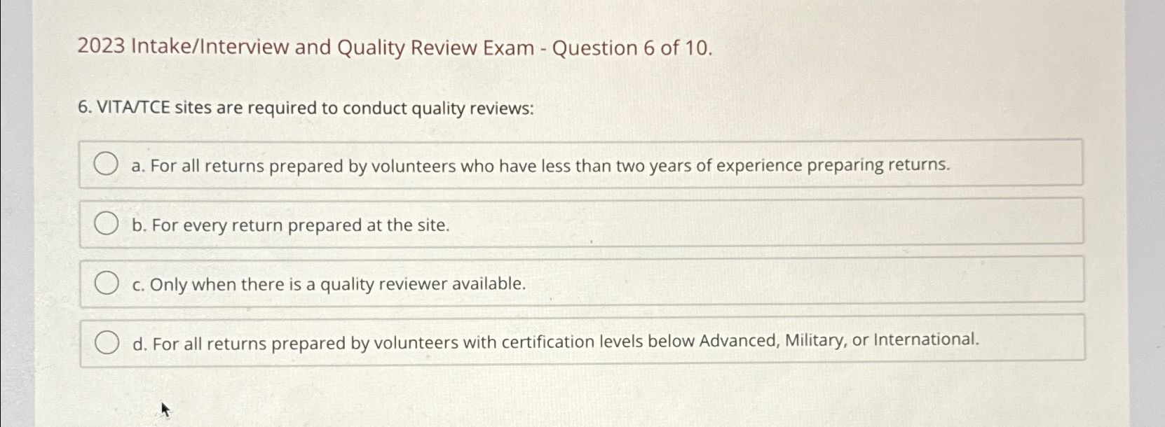 Solved 2023 ﻿Intake/Interview and Quality Review Exam - | Chegg.com