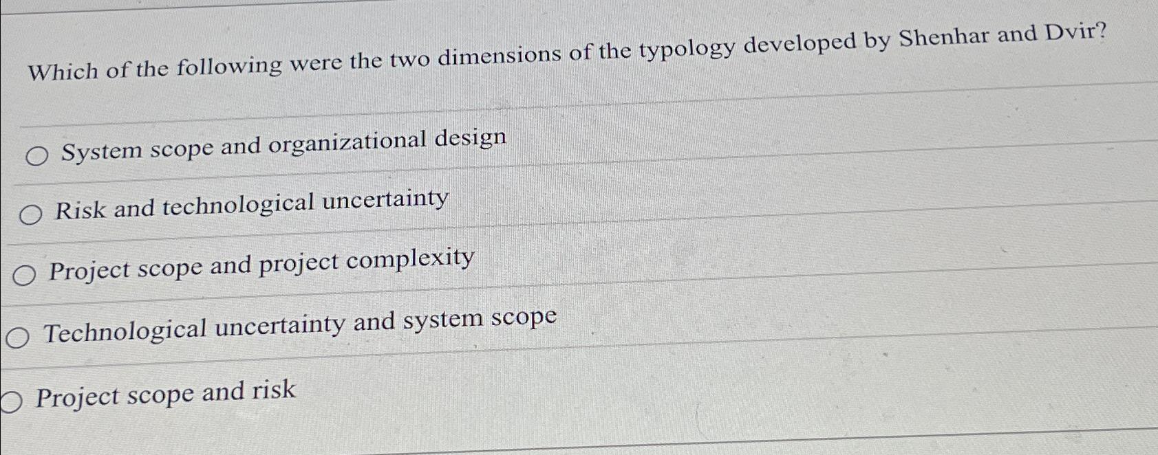 Solved Which of the following were the two dimensions of the | Chegg.com
