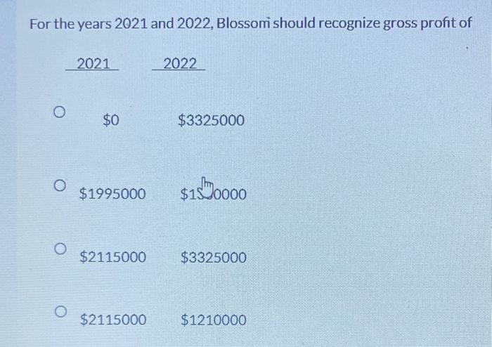 Solved Blossom Construction Co. uses the | Chegg.com