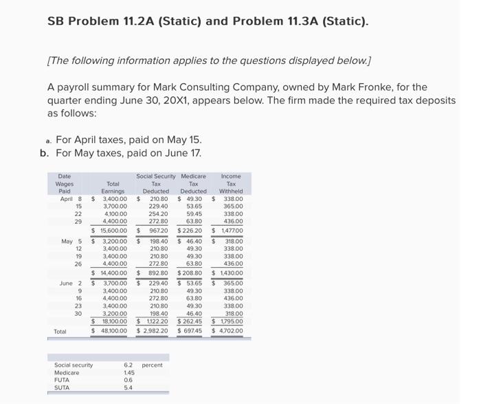Solved SB Problem 11.2A (Static) and Problem 11.3A (Static). | Chegg.com