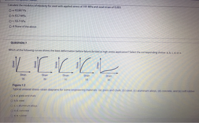 Solved Calculate the modulus of elasticity for steel with | Chegg.com