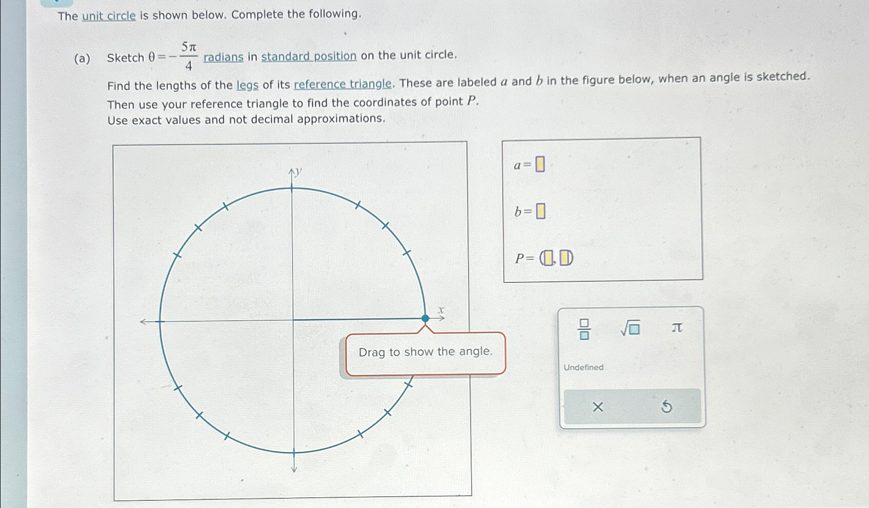 Solved The unit circle is shown below. Complete the | Chegg.com
