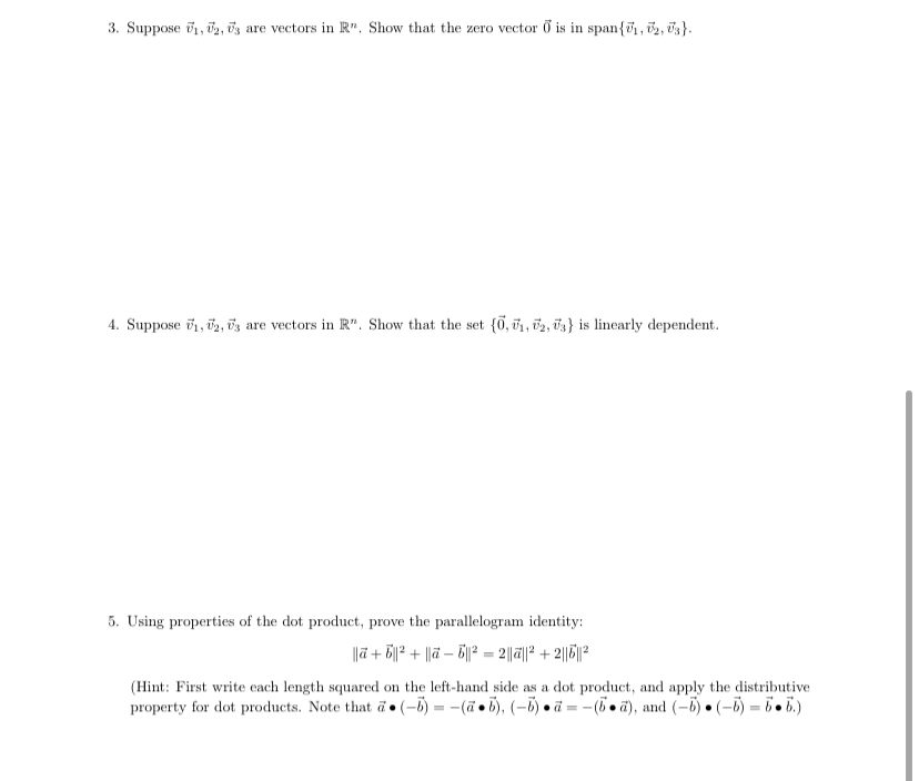 Solved Suppose vec(v)1,vec(v)2,vec(v)3 ﻿are vectors in Rn. | Chegg.com
