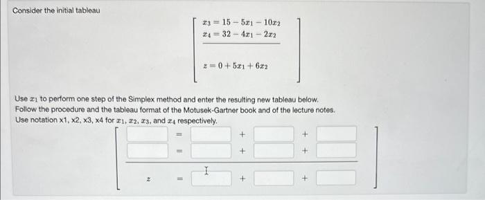 Solved Consider the initial tableau | Chegg.com