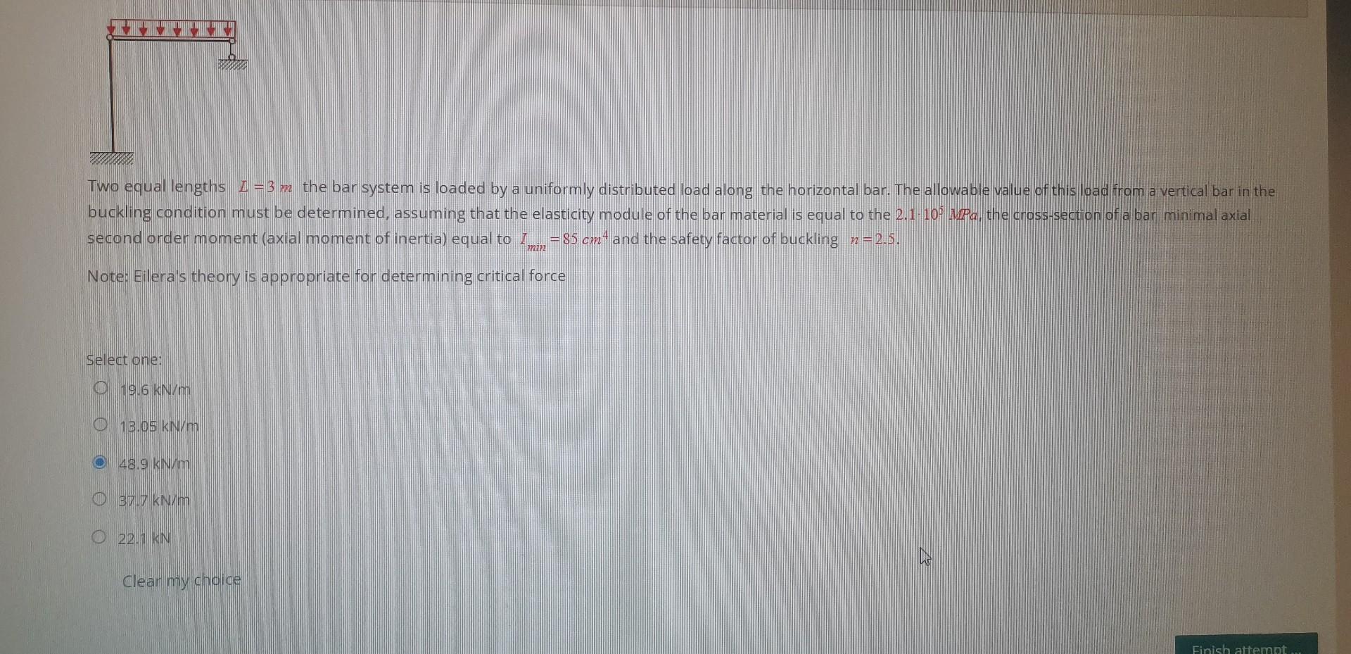 Solved The allowable value of the load from a vertical bar | Chegg.com