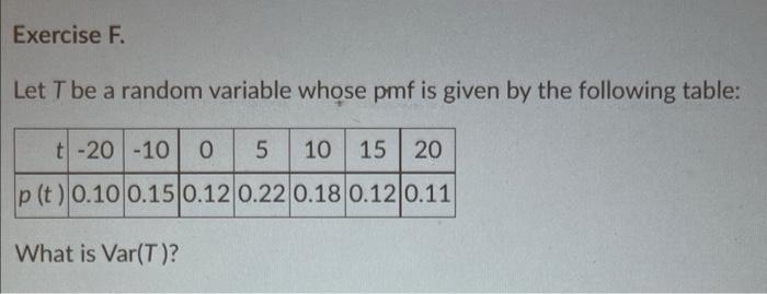 Solved Let T be a random variable whose pmf is given by the | Chegg.com