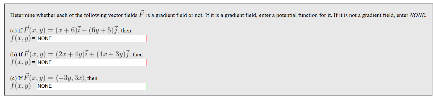 Solved Determine whether each of the following vector fields | Chegg.com
