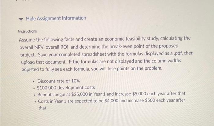 Solved Hide Assignment Information Instructions Assume the | Chegg.com