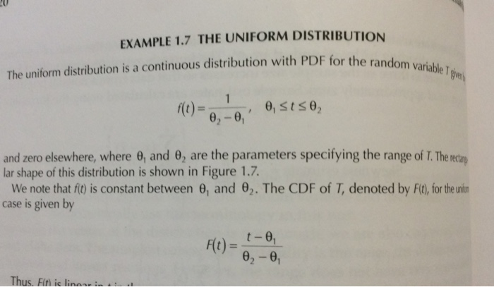 Solved EXERCISE 1.10 The uniform distribution defined on the | Chegg.com
