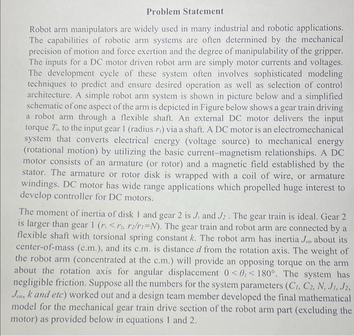 Solved Problem Statement Robot arm manipulators are widely | Chegg.com