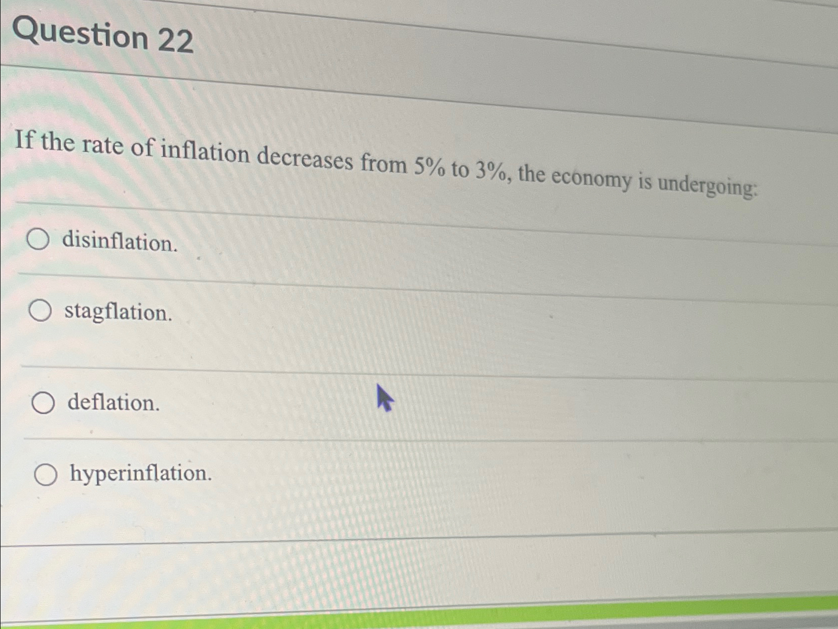 Solved Question 22If the rate of inflation decreases from 5% | Chegg.com