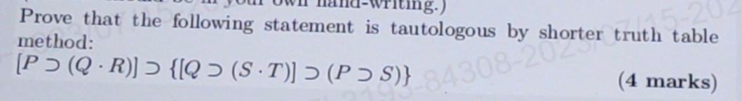 Solved Prove that the following statement is tautologous by | Chegg.com