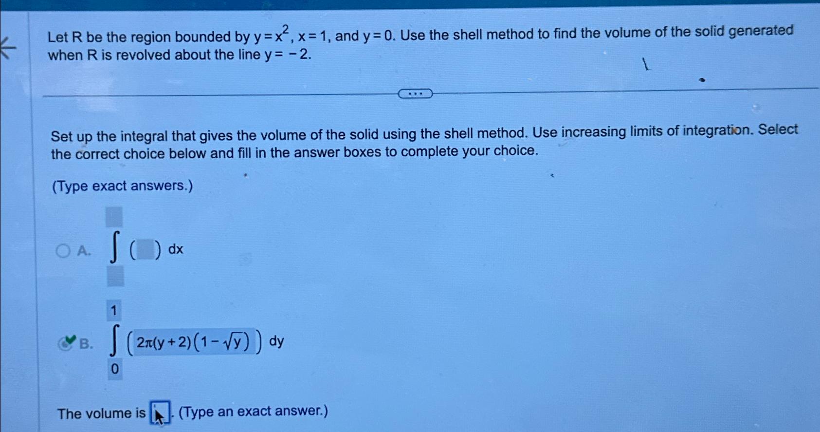 Solved Let R ﻿be the region bounded by y=x2,x=1, ﻿and y=0. | Chegg.com