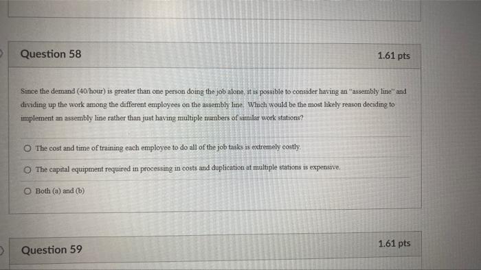 Solved Question 57 1.61 pts The following table provides | Chegg.com