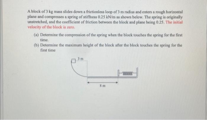 Solved A block of 3 kg mass slides down a frictionless loop | Chegg.com